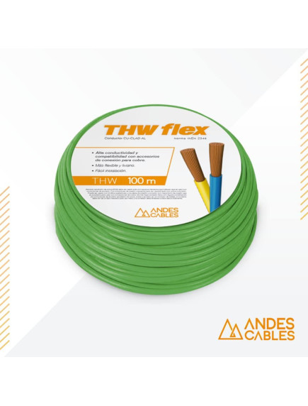 CABLE ELECTRICO VERDE #12 ROLLO 100 METROS 19 HILOS ANDES